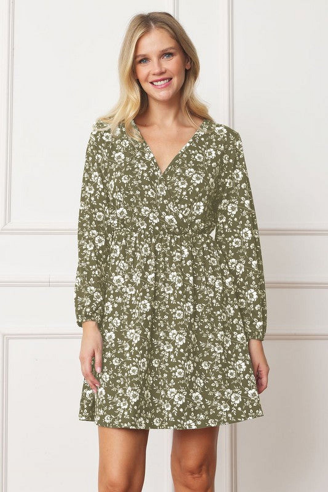 Always24 V-Neck Flowy Floral Mini Dress - Walmart.com