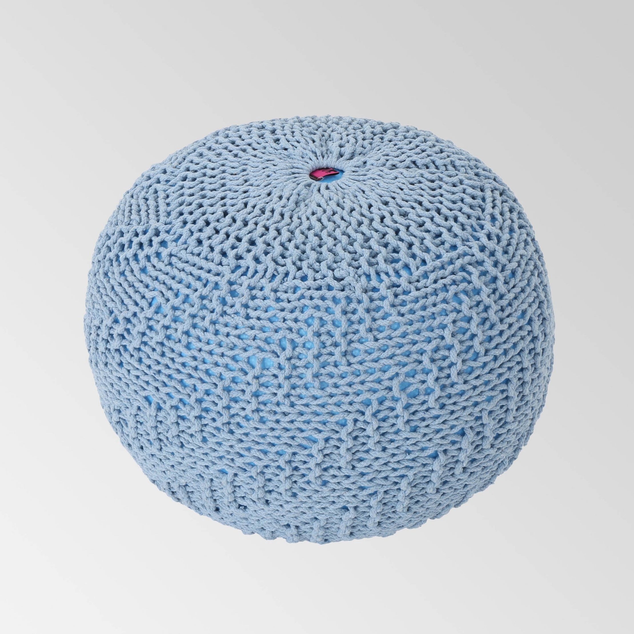 Alwes Knitted Pouf Light Blue - Walmart.com