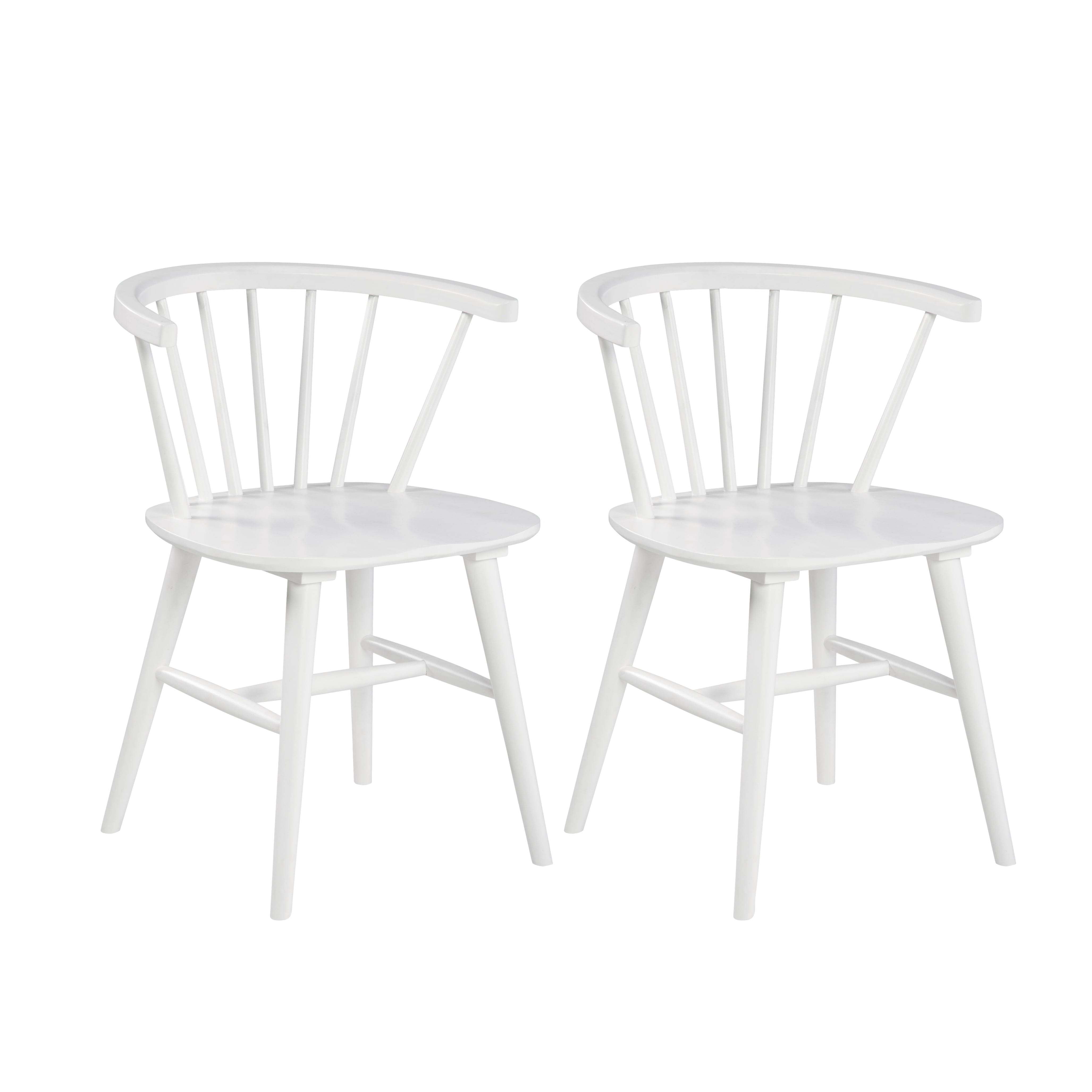 Alwynn Contemporary Solid Wood Windsor Dining Chairs, Set of 2, White ...