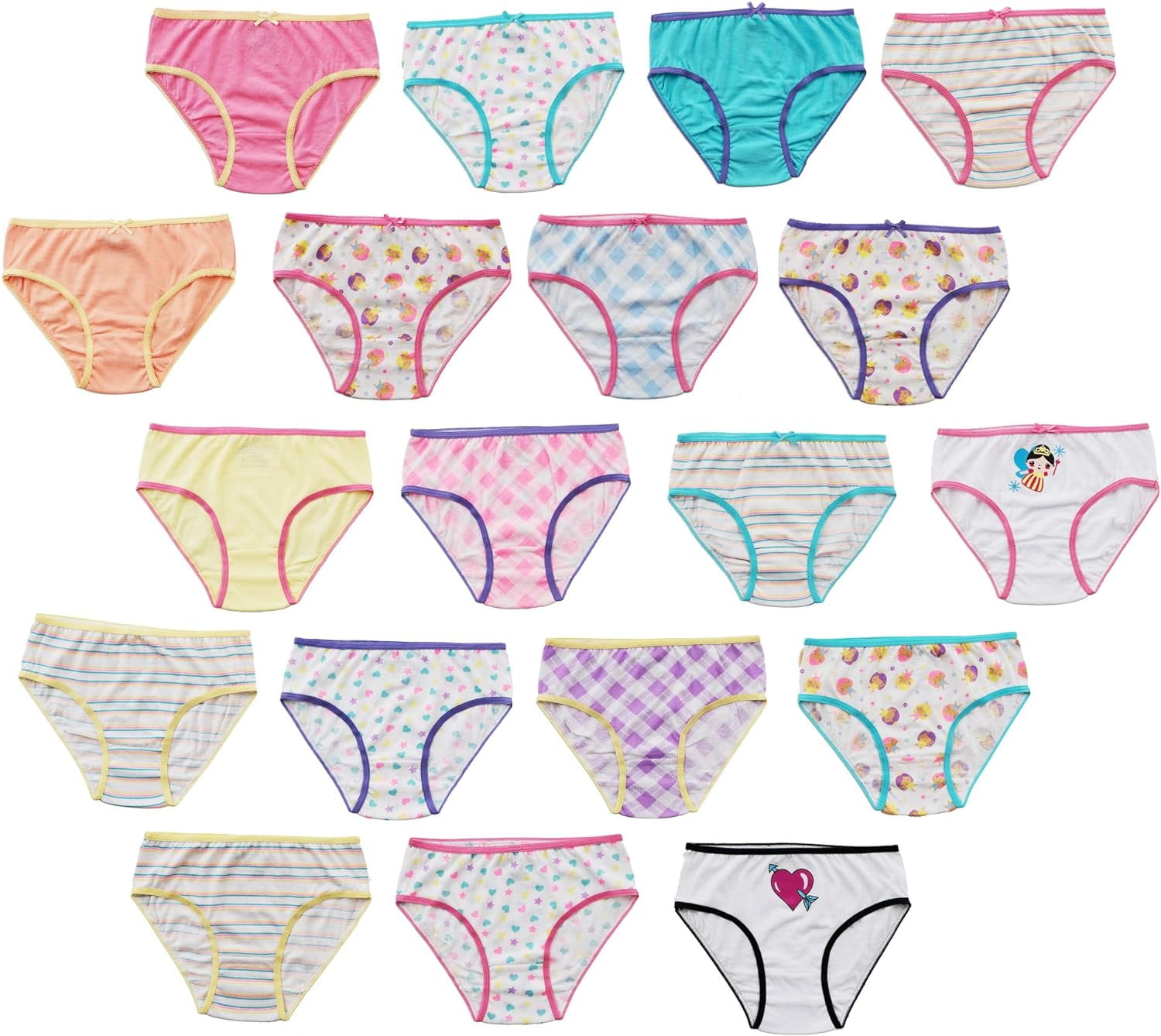 Alyce Ives Intimates 100% Cotton Briefs for Girls, Checkered Prints ...