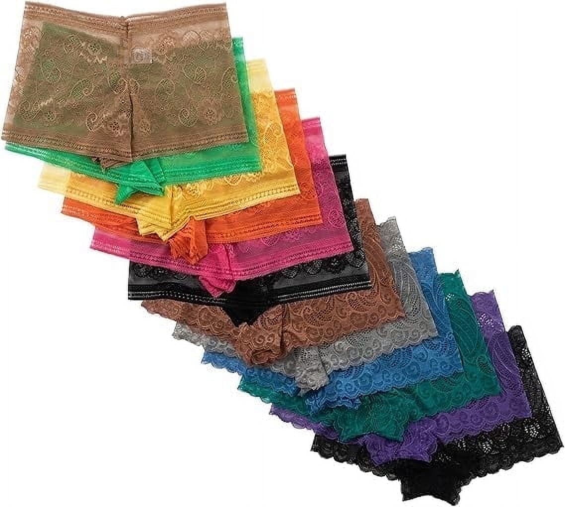 Alyce Ives Intimates All Lace Boyshort Panties, Brights 2, M, 12 Pack ...