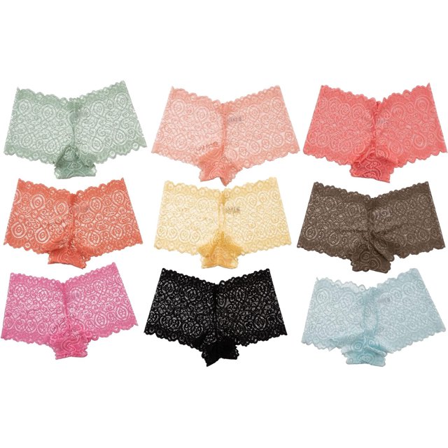 Alyce Ives Intimates Lace Boyshort Panties, Brights, L, 10 Pack ...