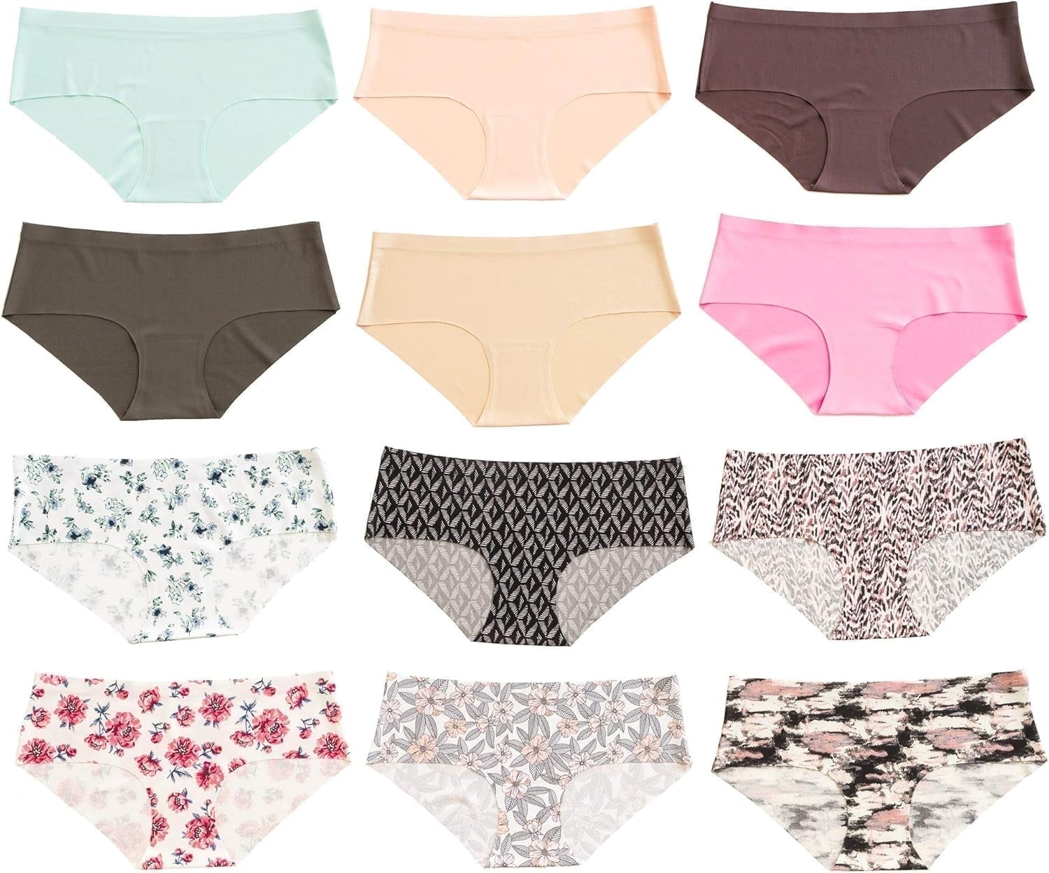 Alyce Ives Intimates Laser Cut Thongs for Women, XL, Prints, 12 Pack ...