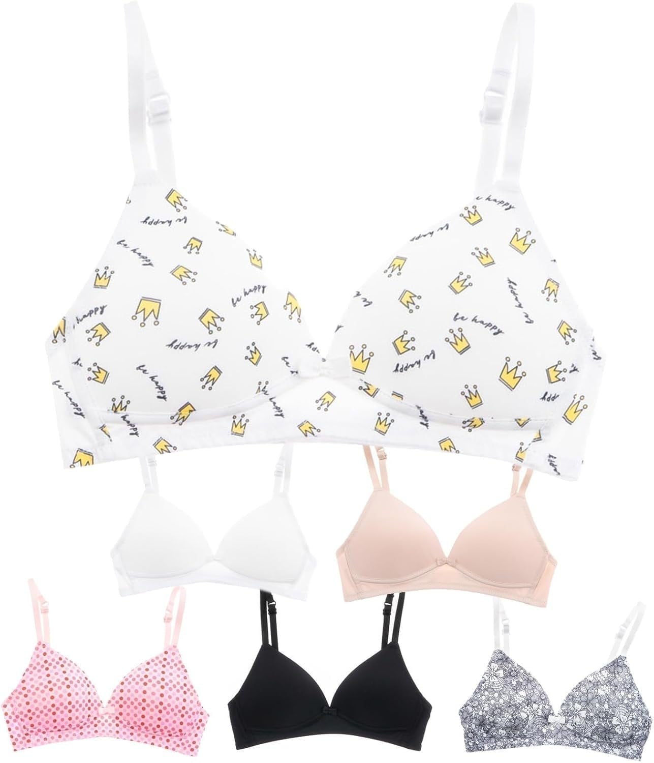 Alyce Ives Intimates Lightly Padded Bras 6-Pack for Girls, Teens, and ...