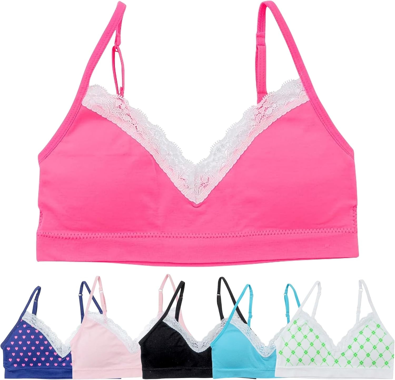 Alyce Ives Intimates Seamless Girls Bra with Lace Trim, Green Floral ...