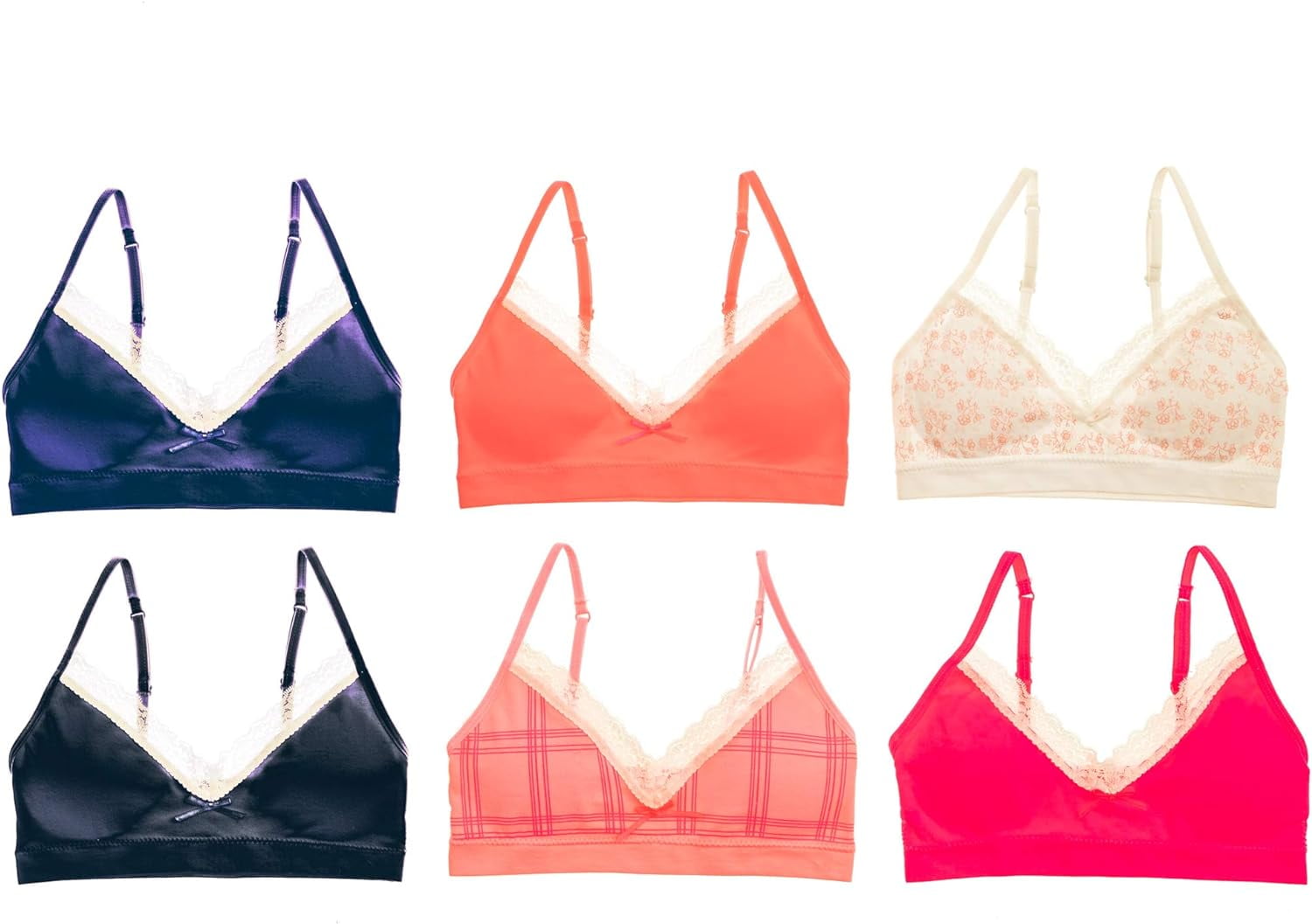 Alyce Ives Intimates Seamless Girls Bra with Lace Trim, Pink Plaid, L ...