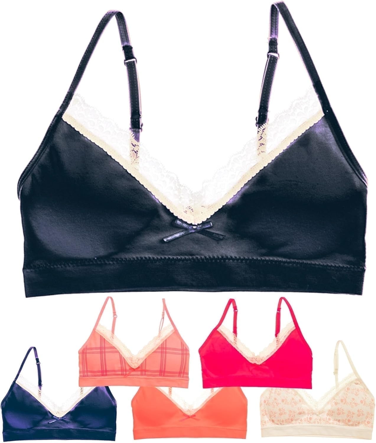 Alyce Ives Intimates Seamless Girls Bra with Lace Trim, Pink Plaid, M ...