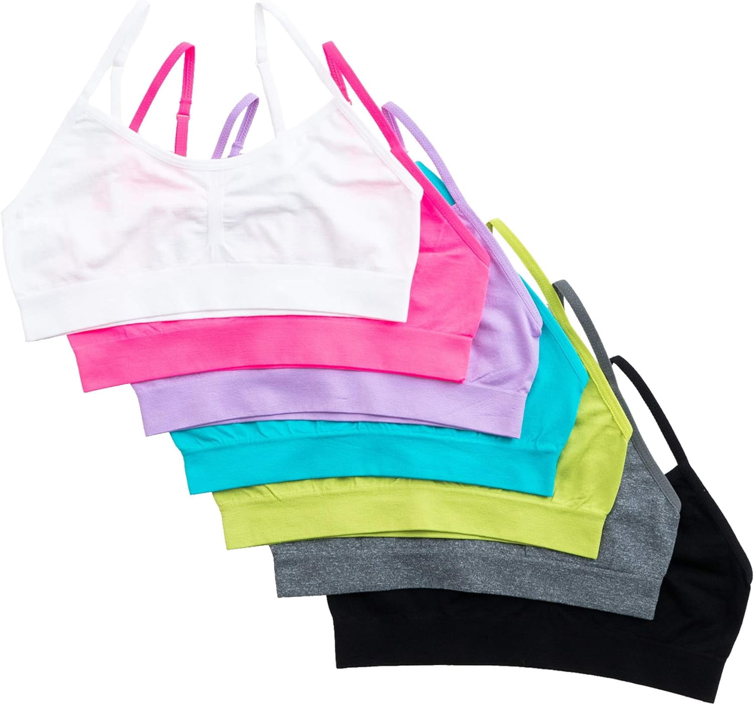 Alyce Ives Intimates Seamless Girls Sports Bra, Pastels, S, 7 Pack ...