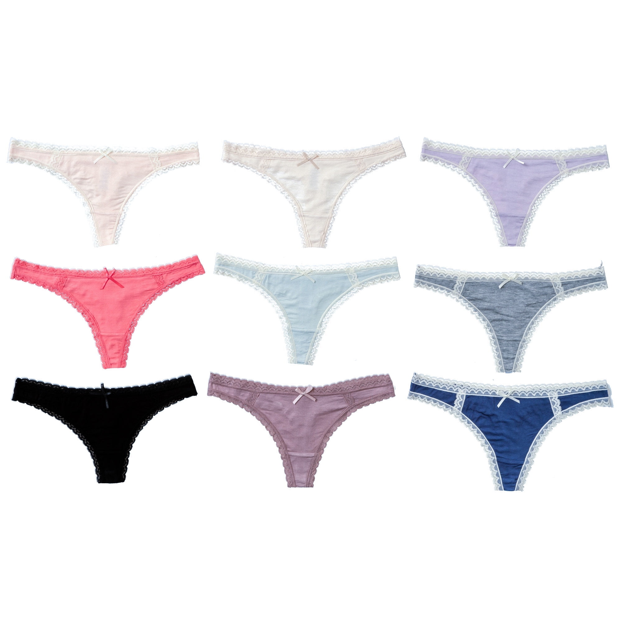 Alyce Ives Intimates Womens All Lace Thong, Lace Trim, L, 10 Pack ...