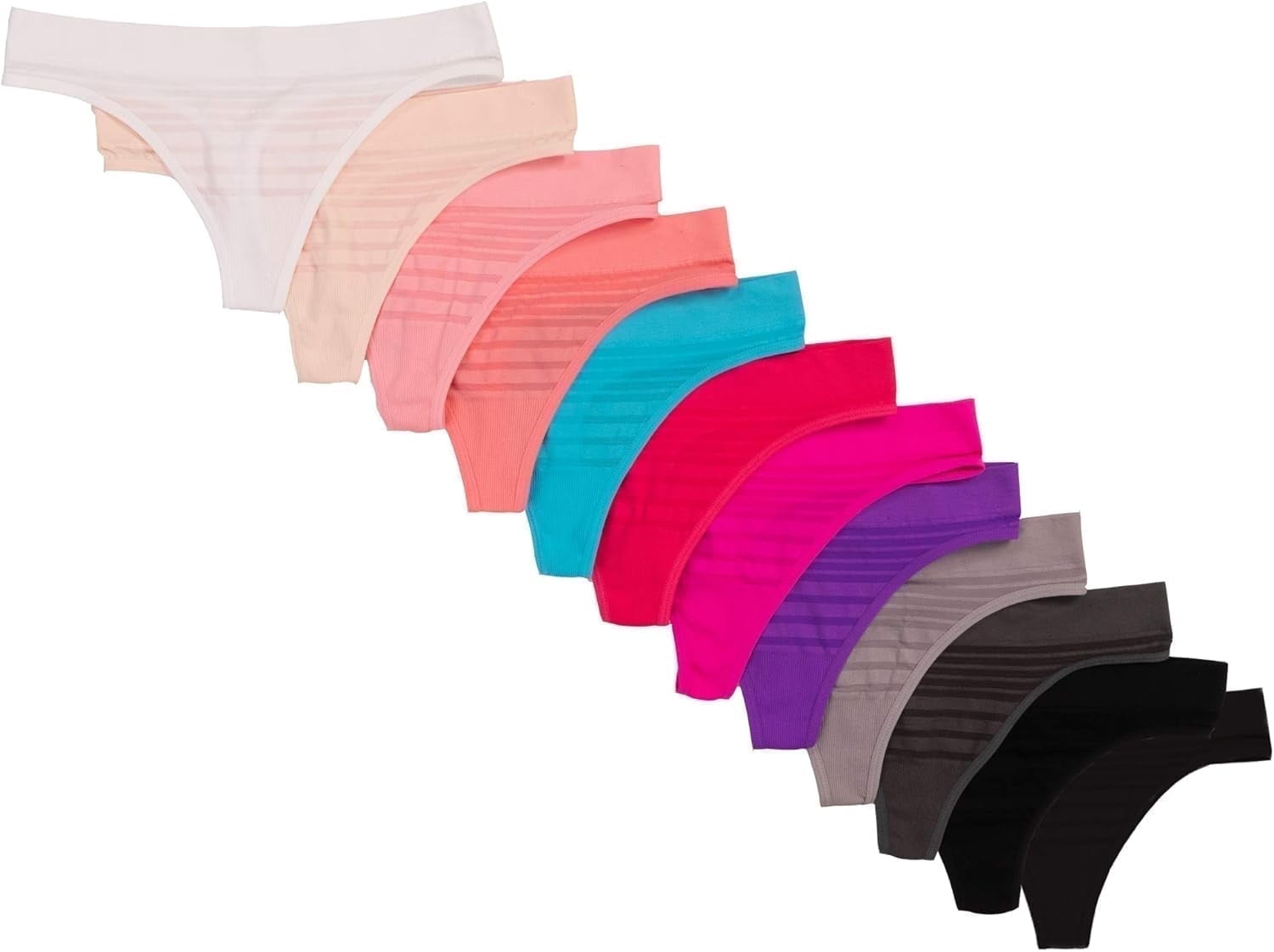 Alyce Ives Intimates Womens Seamless No Show Thong, Shadow Stripe 1, XL ...