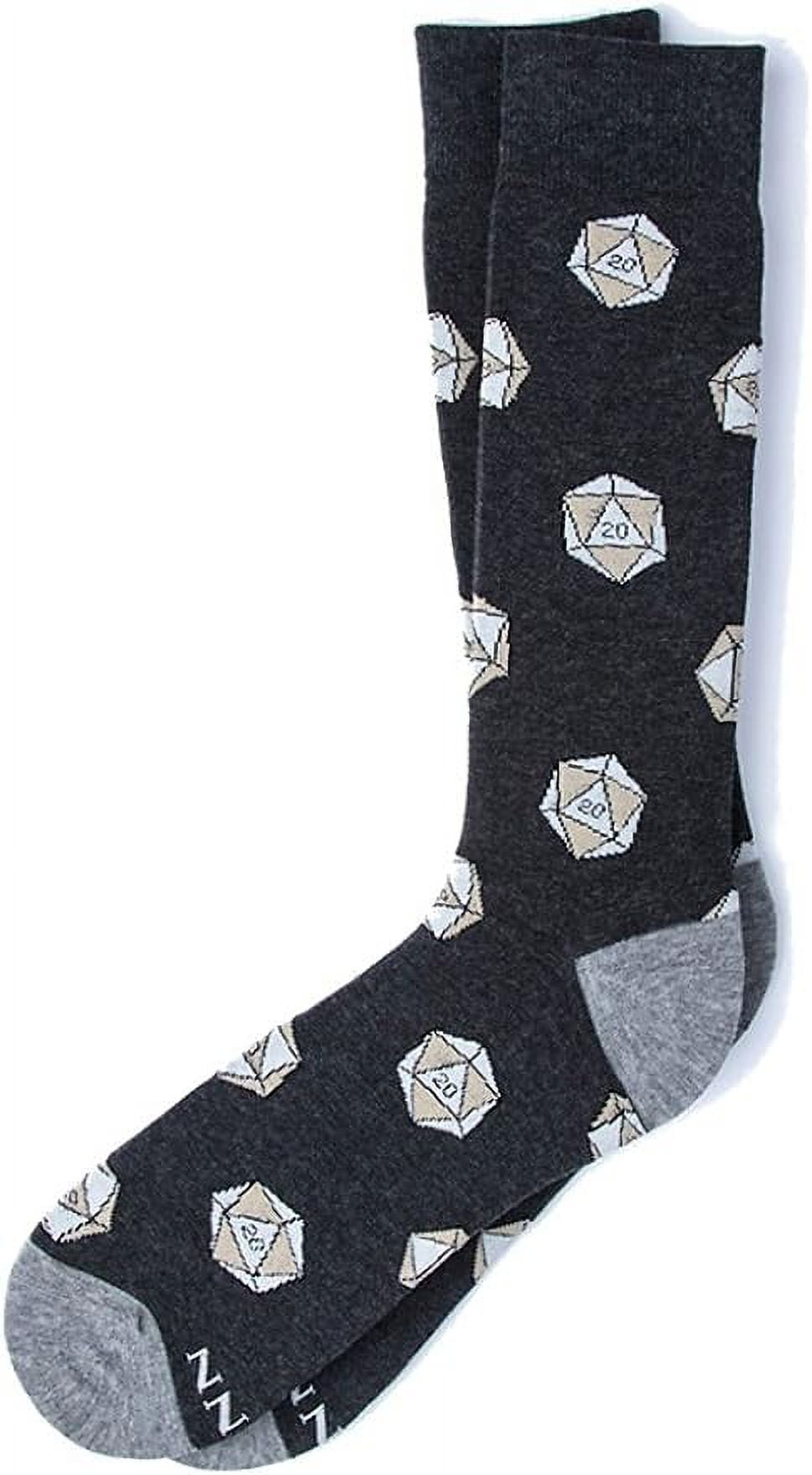 Alynn Men's Hipster Dark Charcoal Gray D2O Dice Dungeons & Dragons Novelty Crew Dress Socks ...