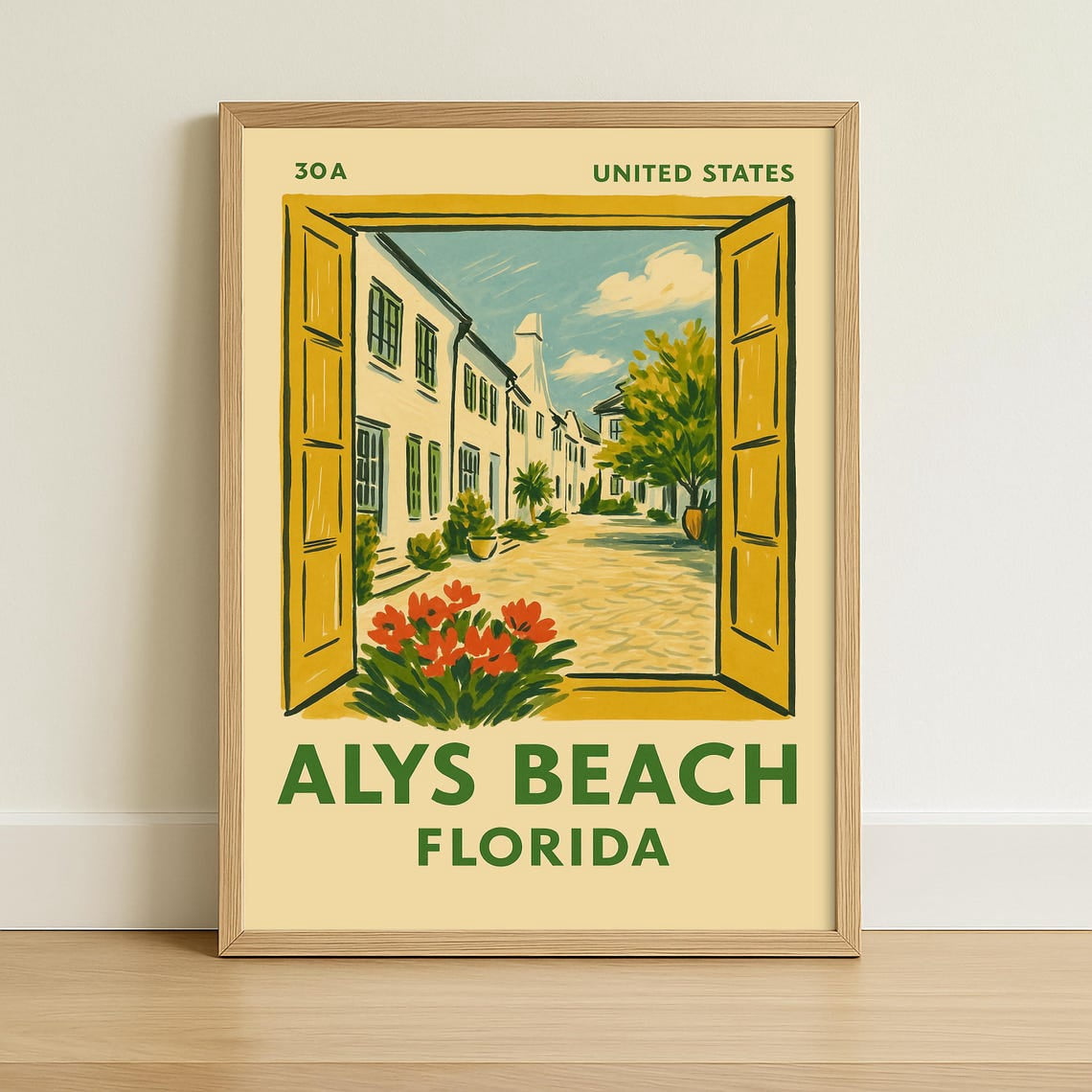 Alys Beach Florida Retro Coastal View Poster, Unframed Size 8x12 ...
