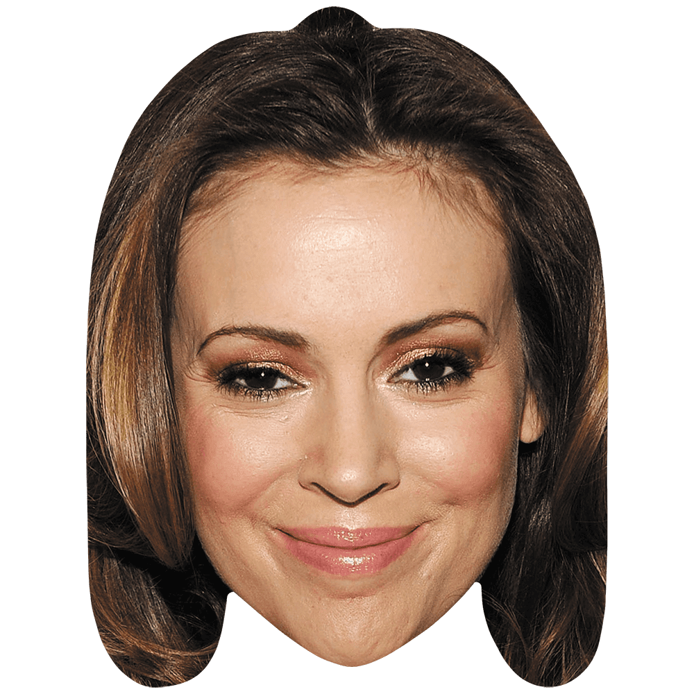 Alyssa Milano (Smile) Celebrity Mask, Flat Card Face, Fancy Dress Mask ...