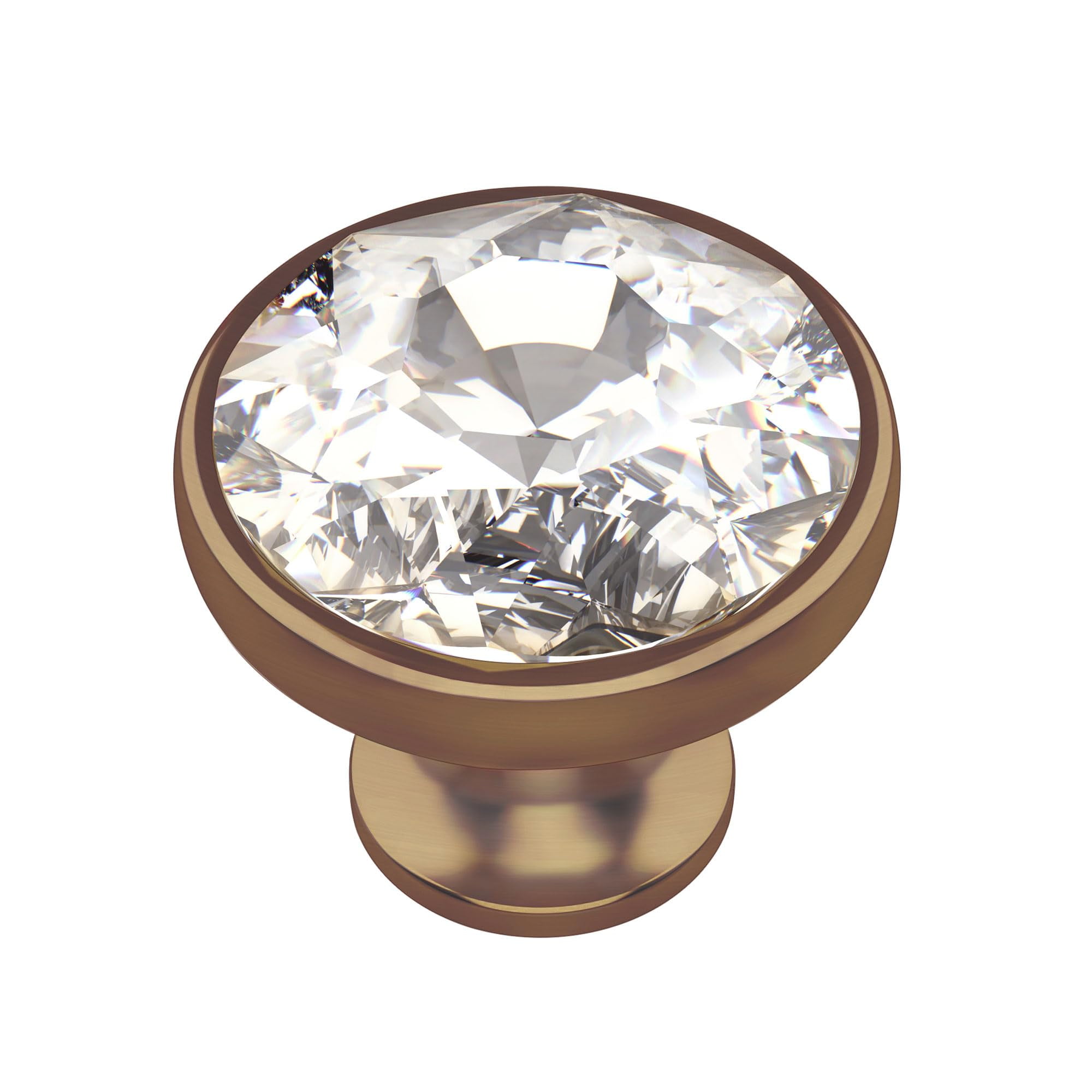 Alzassbg 10 Pack Clear Crystal with Champagne Bronze Base Cabinet Knobs ...