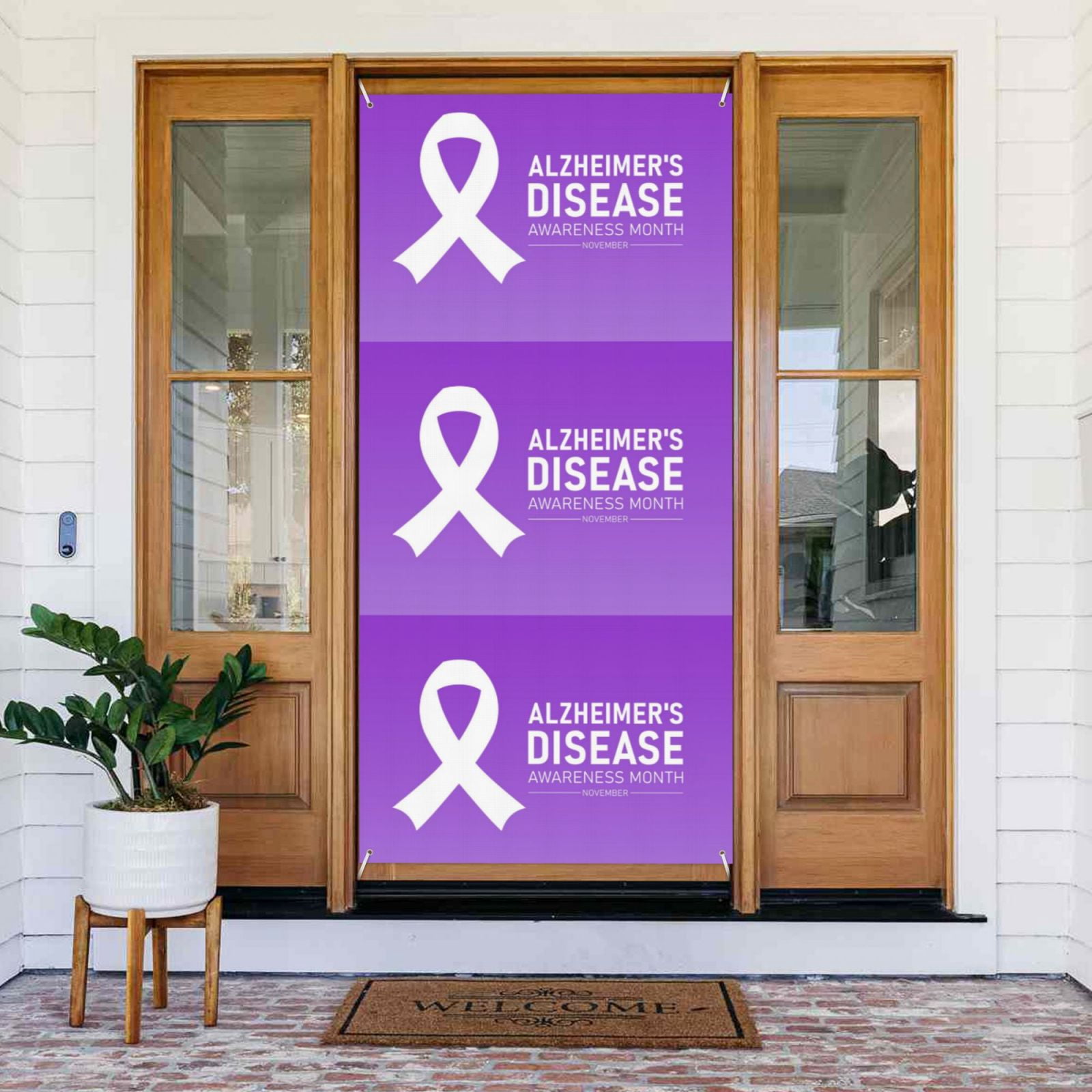 Alzheimer'S Disease Awareness Month Purple Ribbon Door Cover Decoration ...