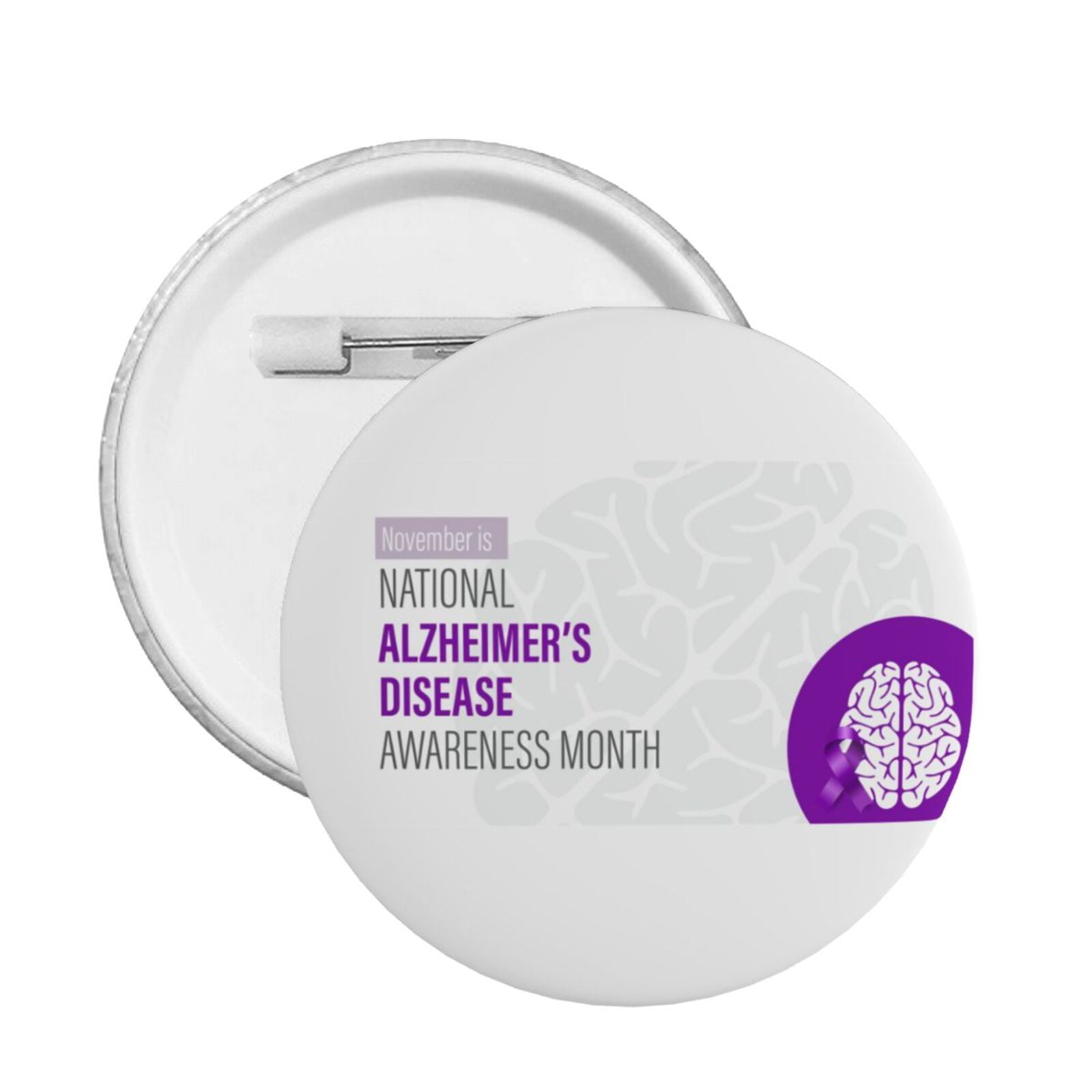 Alzheimer'S Disease Awareness Month Purple Ribbon Pin Button Badge ...