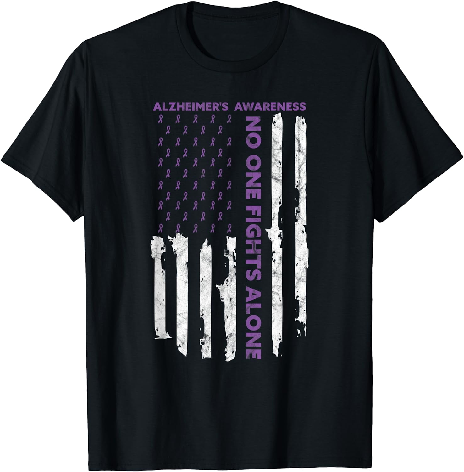 Alzheimer's Awareness Month American Flag Warrior Dementia T-Shirt ...