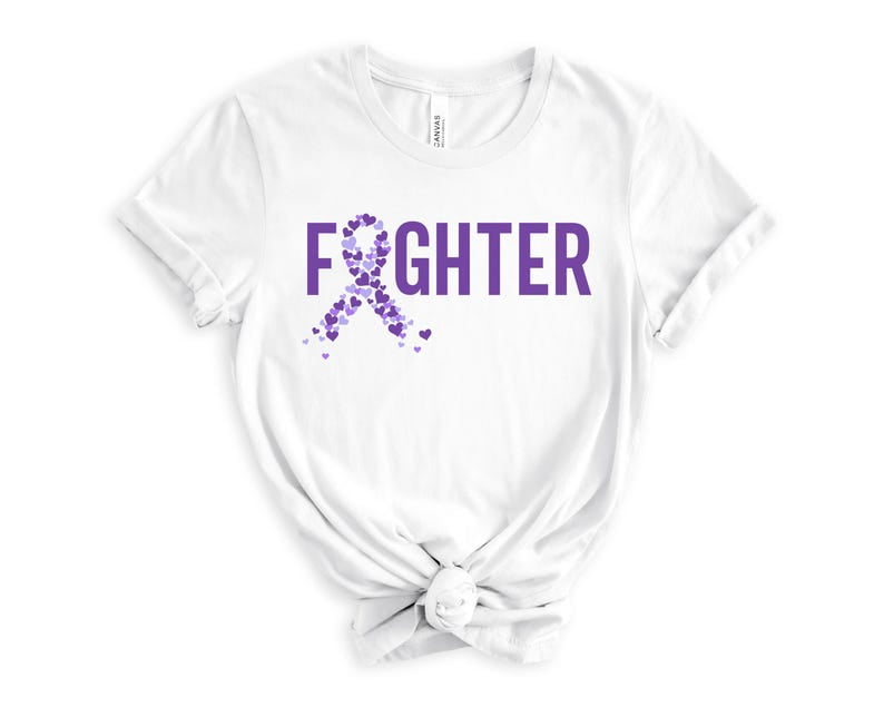 Alzheimer's Purple Ribbon Fighter Shirt Alzheimers Fighter Purple ...