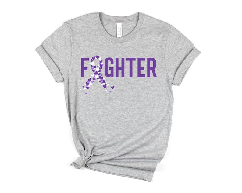 Alzheimer's Purple Ribbon Fighter Shirt Alzheimers Fighter Purple ...