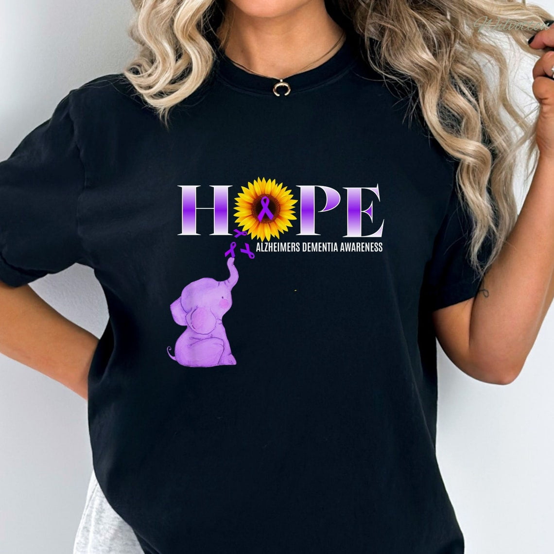 Alzheimers Awareness Ribbon Shirt, Purple Elephant, For Supporter ...