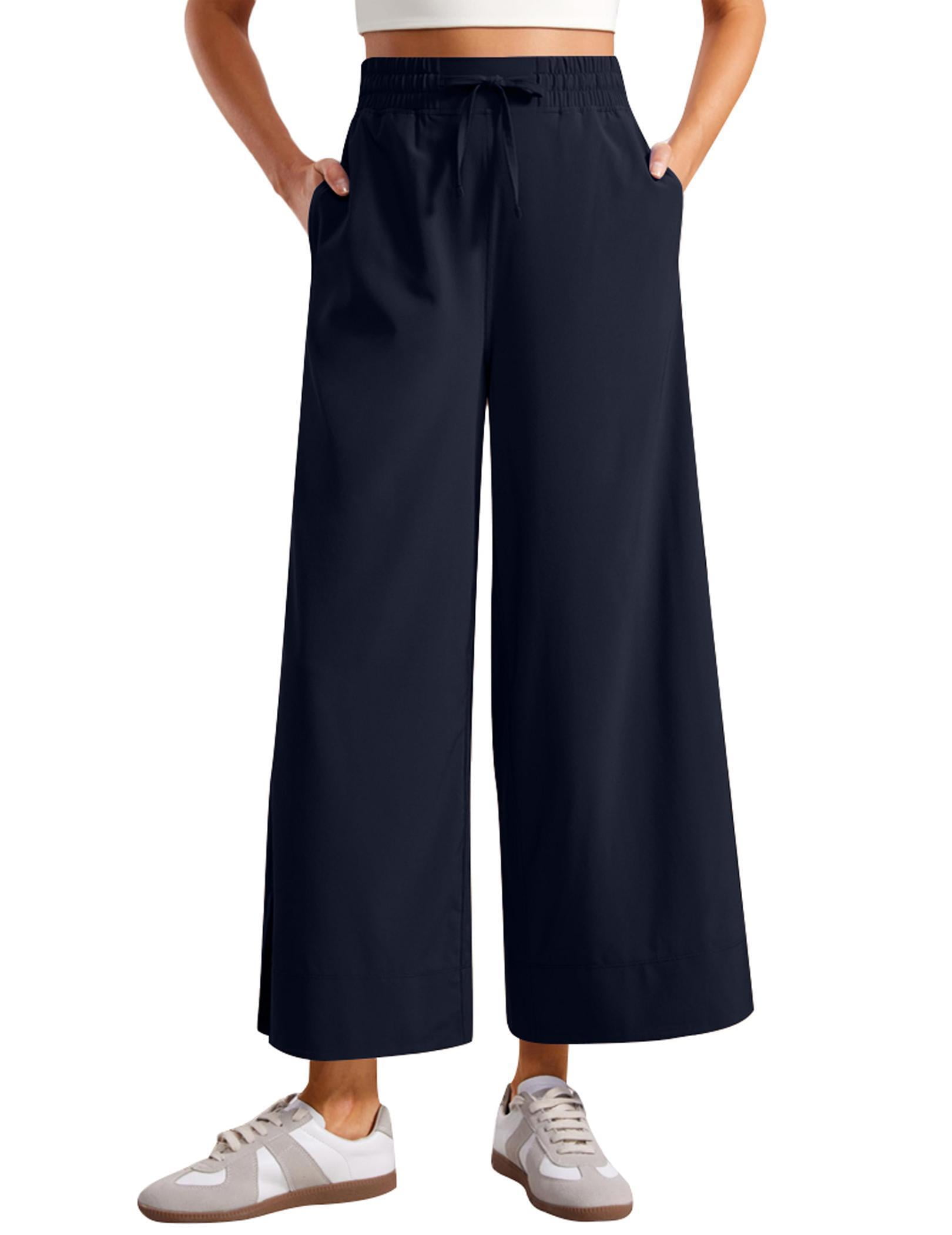 Am Direct Women Cropped Pants High Waisted Loose Wide Leg Lounge Pants ...