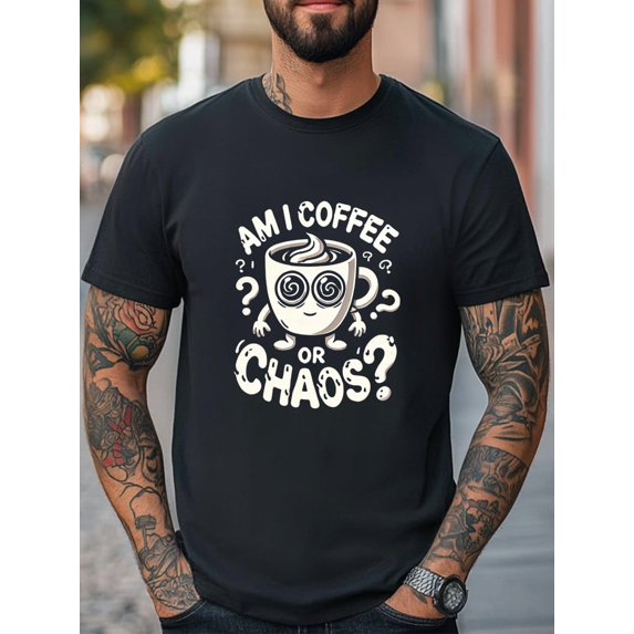 Am I Coffee or Chaos? T-Shirt Funny Caffeinated Confusion Unisex Casual ...