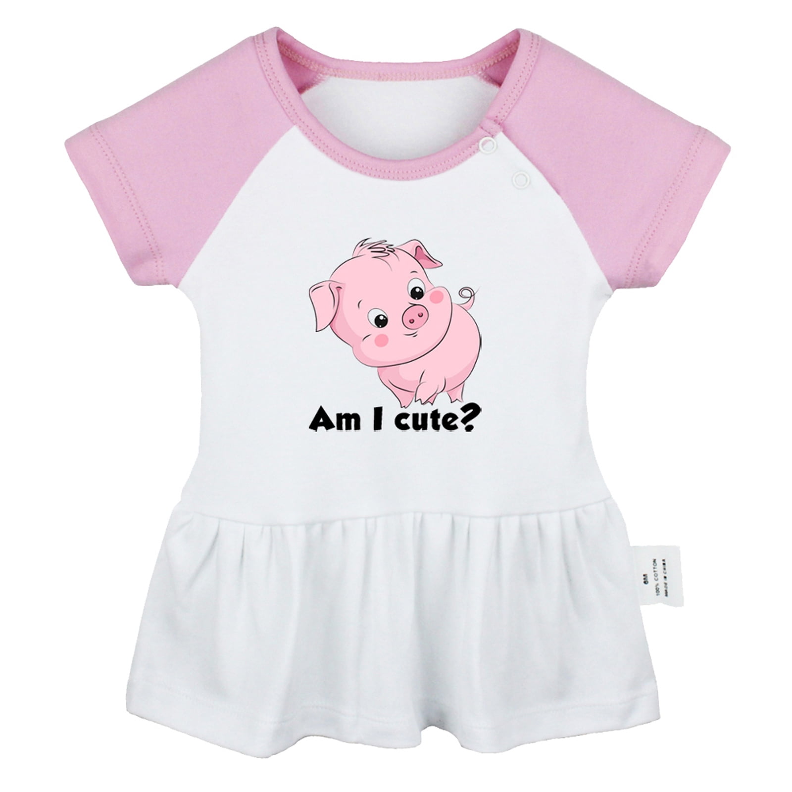 Am I Cute? Funny Dresses For Baby, Newborn Babies Animal Pig Pattern ...