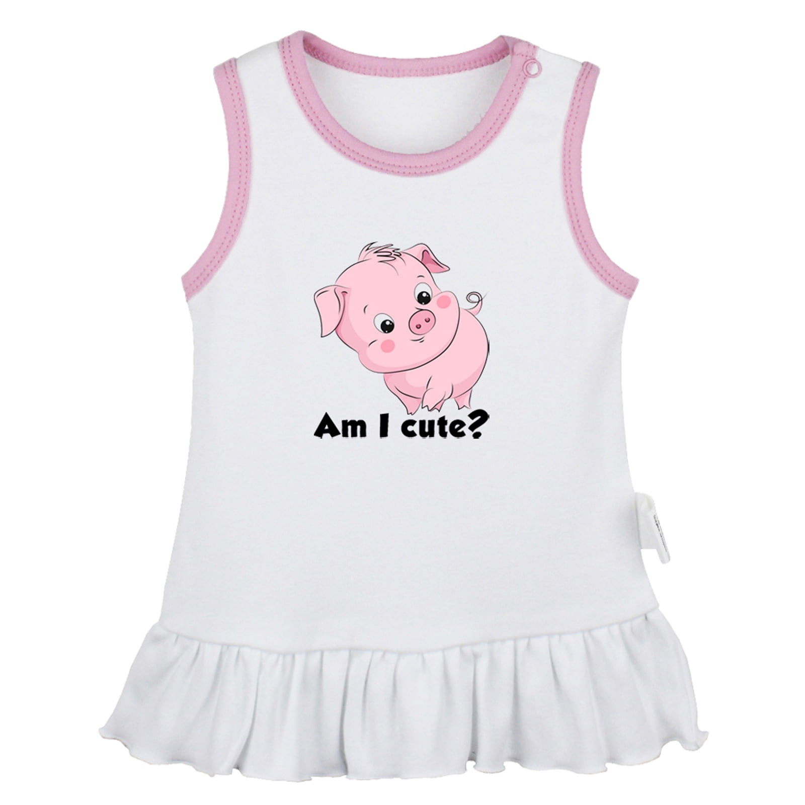 Am I Cute? Funny Dresses For Baby, Newborn Babies Animal Pig Pattern ...