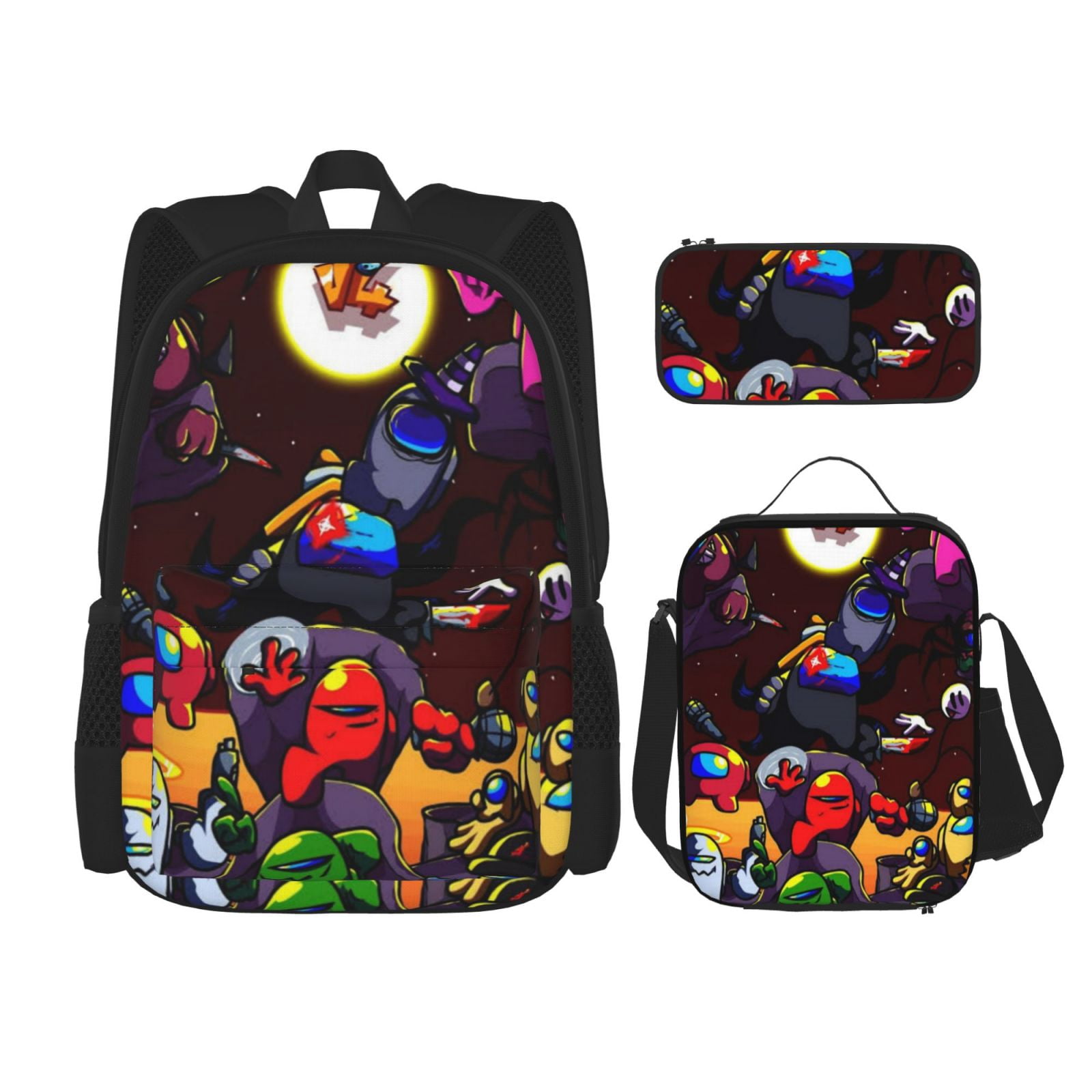 Am_ong Us Backpack 3pcs Set With Pen Bag And Lunch Bag Fashion Travel ...