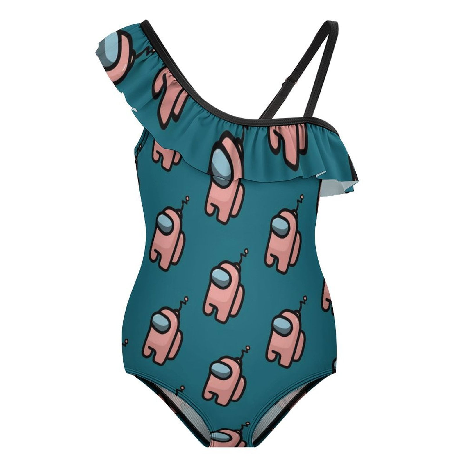 Am-ong Us Girls Swimsuit One Piece Swimsuits Ruffle Bathing Suit Kids Beach Swimwear 8-10Y（130cm ...