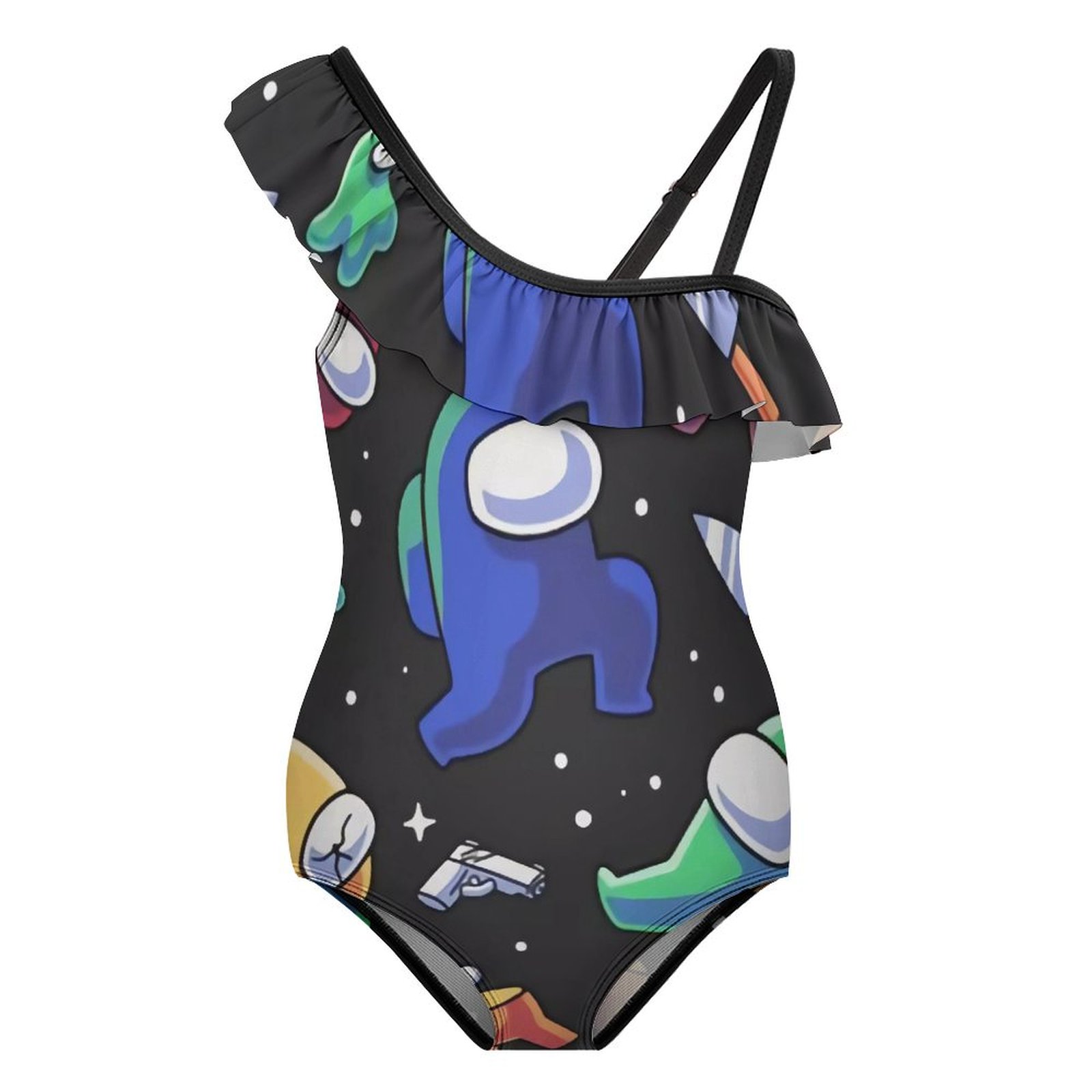 Am-ongus Girls Swimsuit One Piece Swimsuits Ruffle Bathing Suit Kids ...