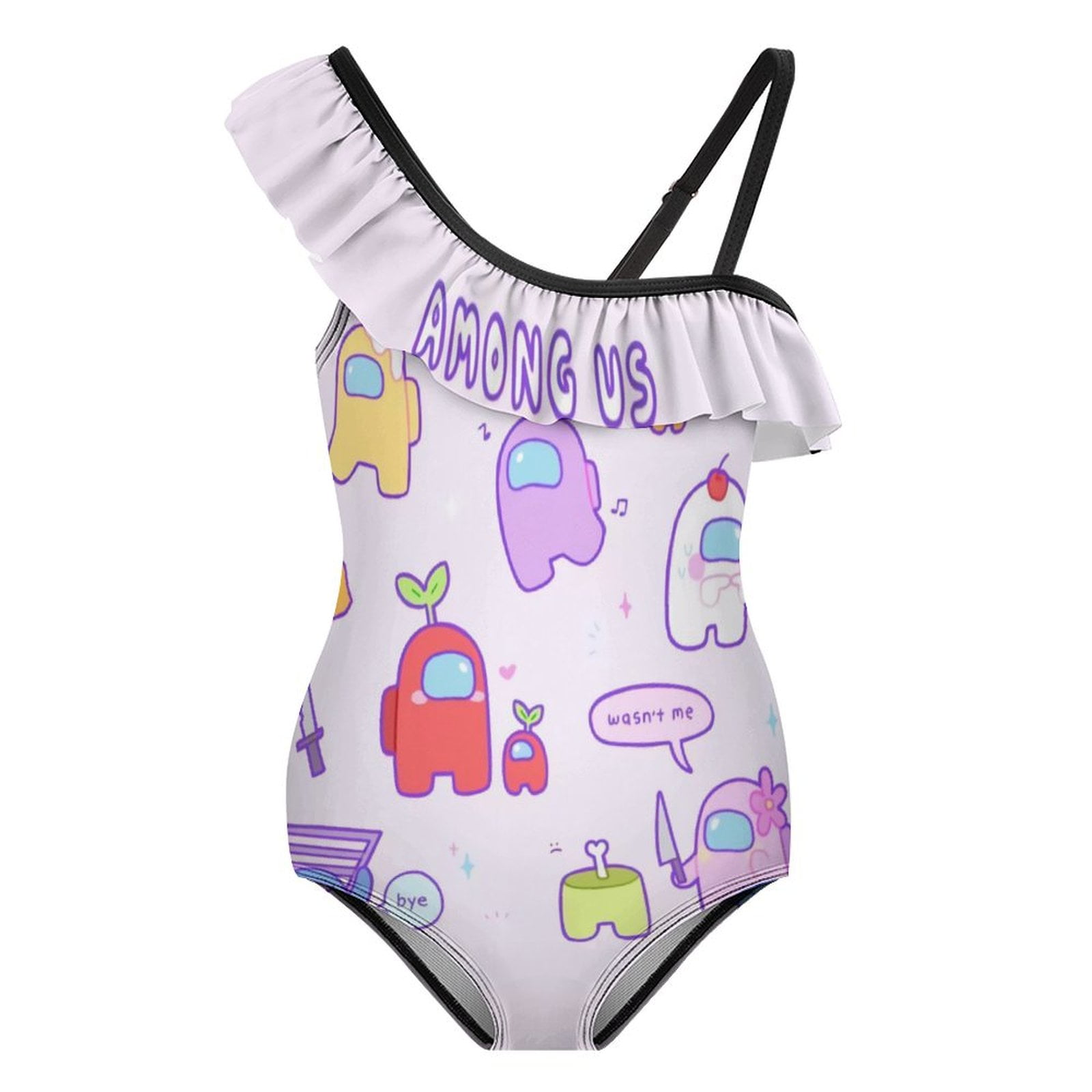 Am-ongus Girls Swimsuit One Piece Swimsuits Ruffle Bathing Suit Kids ...