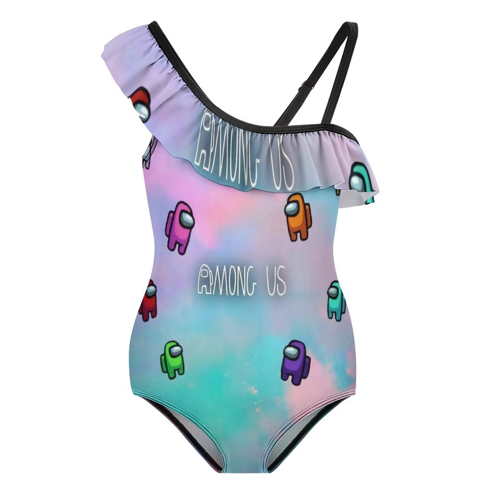 Am-ongus Girls Swimsuit One Piece Swimsuits Ruffle Bathing Suit Kids ...