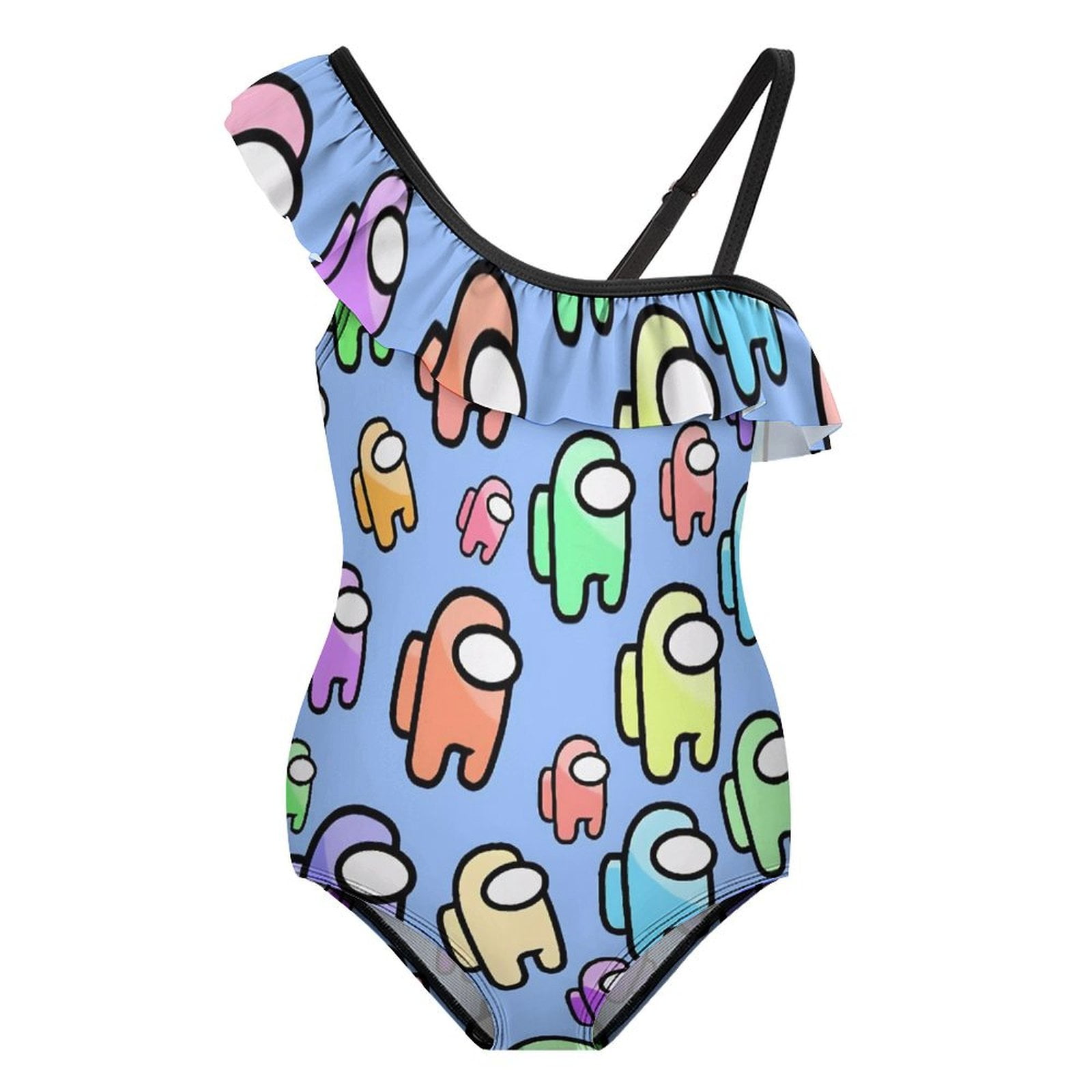 Am-ongus Girls Swimsuit One Piece Swimsuits Ruffle Bathing Suit Kids ...
