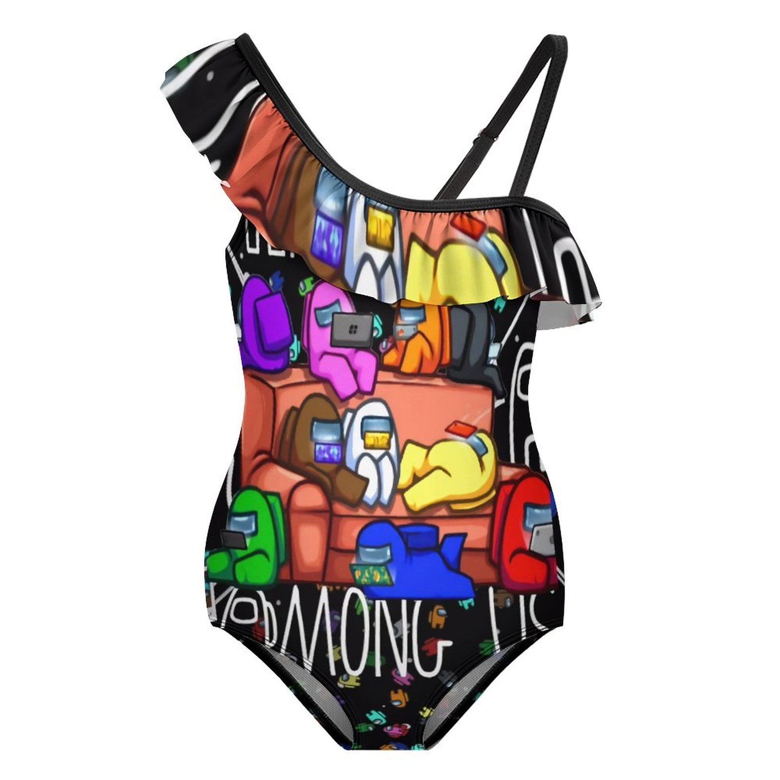 Am-ongus Girls Swimsuit One Piece Swimsuits Ruffle Bathing Suit Kids ...