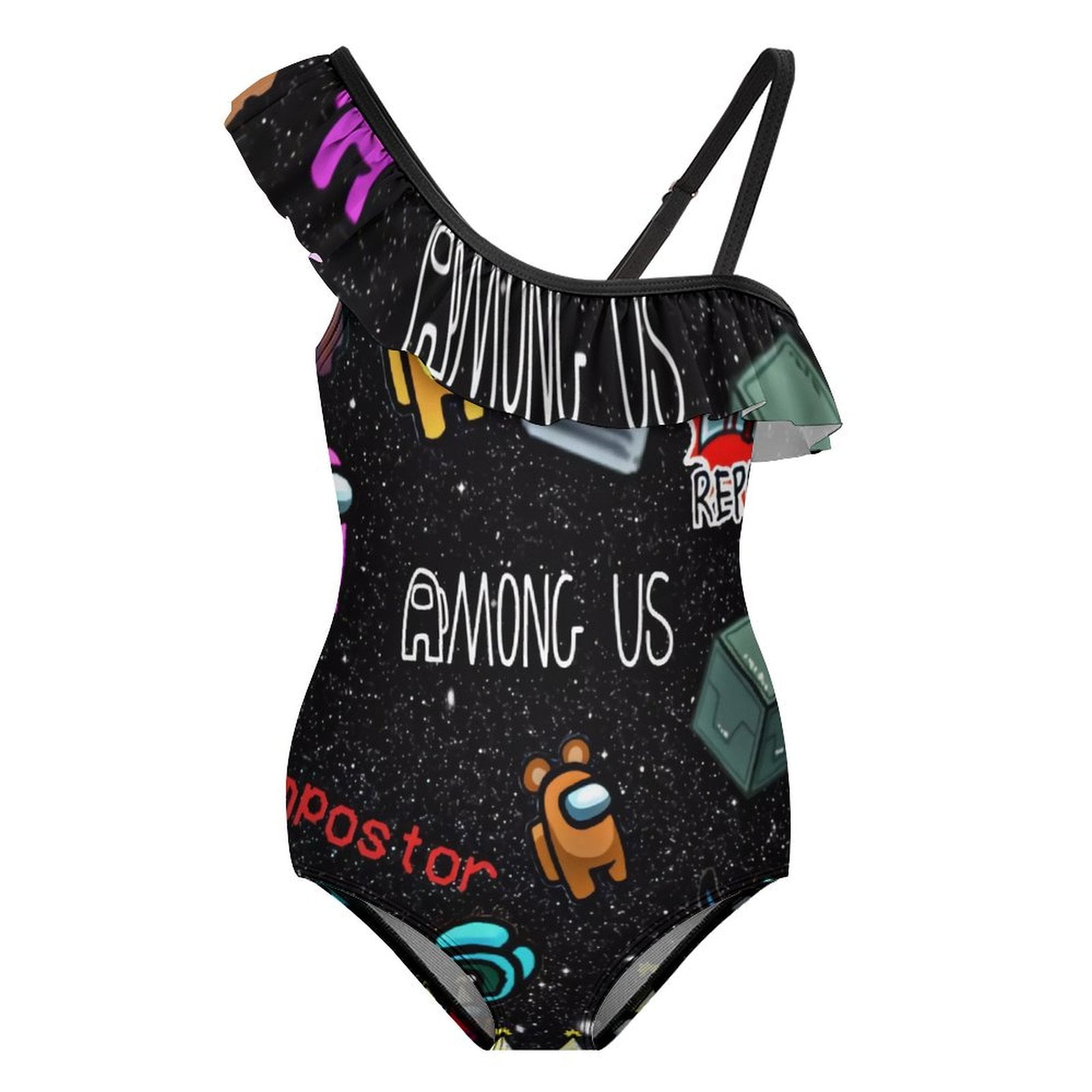 Am-ongus Girls Swimsuit One Piece Swimsuits Ruffle Bathing Suit Kids ...