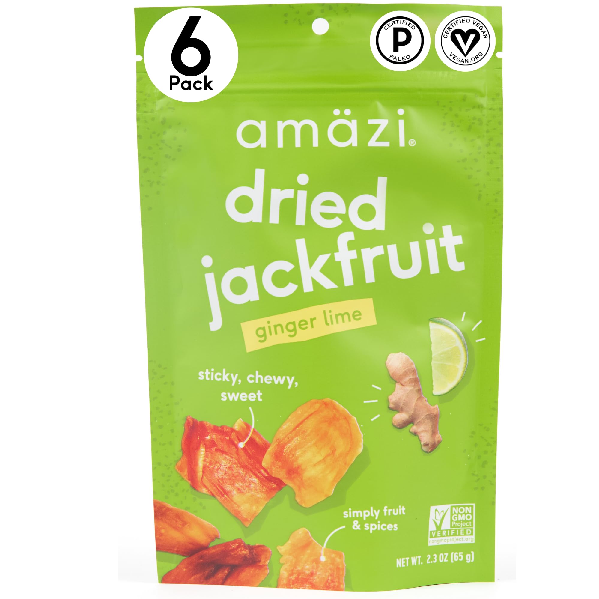 Amäzi Foods | TWE5 Ginger Lime Dried Jackfruit (6 Pack) | All Natural ...
