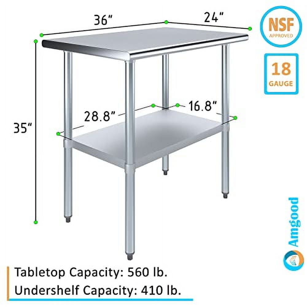 AmGood 14 in. x 24 in. Stainless Steel Work Table | Metal Kitchen Food ...