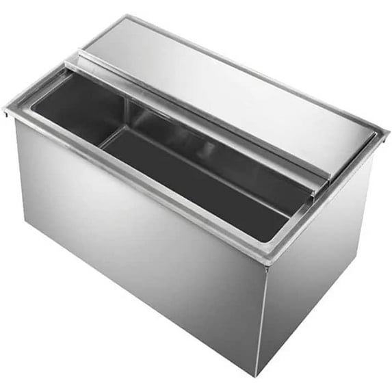 AmGood 18 in. x 24 in. Stainless Steel Drop-in Ice Bin with Sliding Lid ...