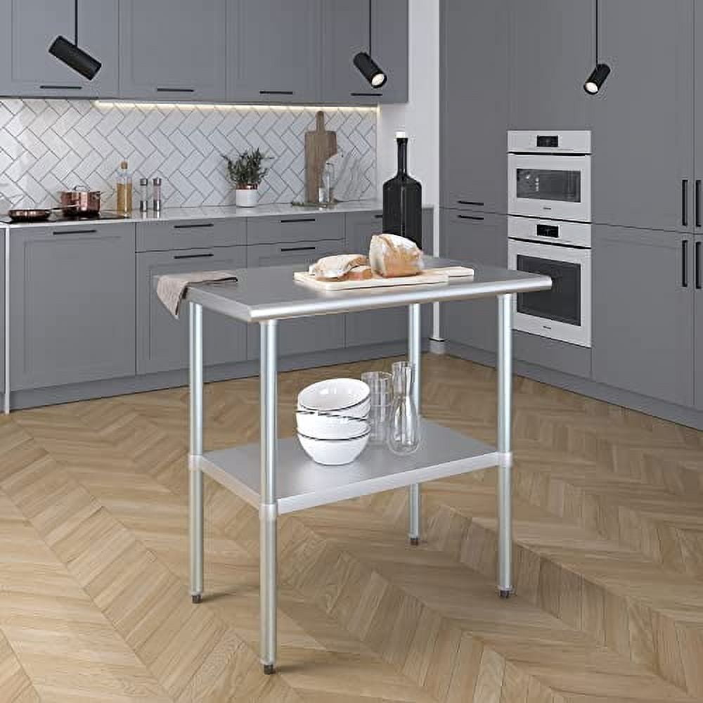 AmGood 18 in. x 24 in. Stainless Steel Work Table with Wheels | Metal ...