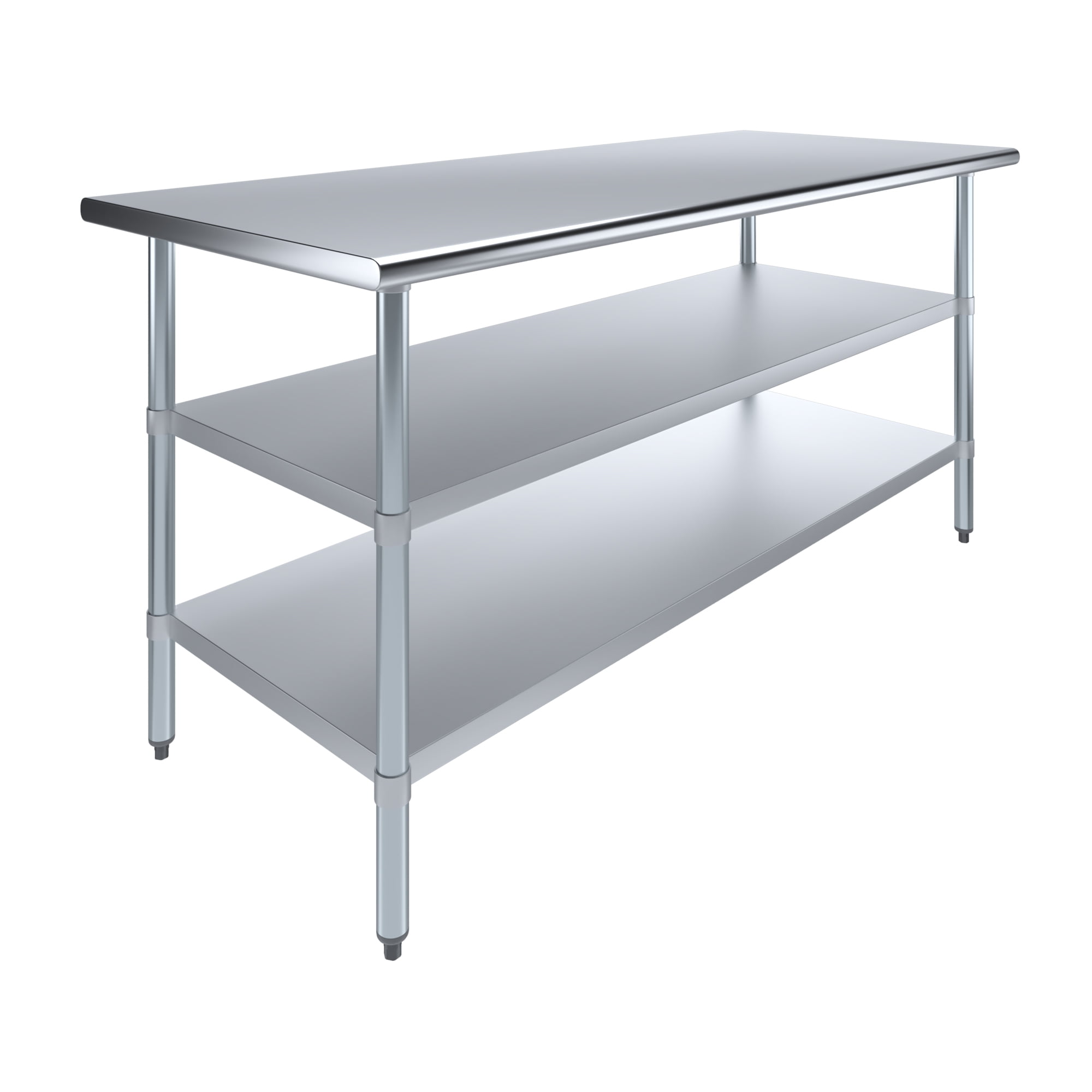 AmGood 30 in. x 72 in. Stainless Steel Table with Two Undershelves ...