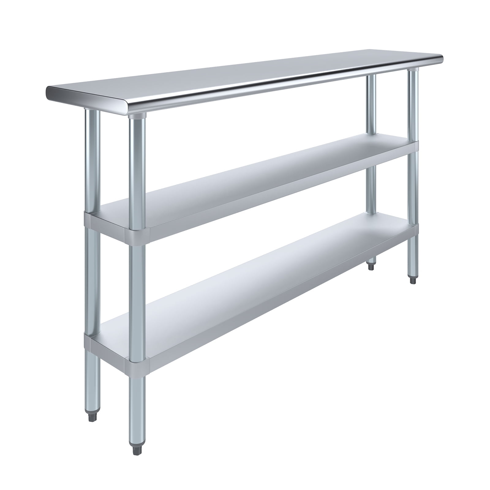 AmGood 14 in. x 60 in. Stainless Steel Table with Two Undershelves ...
