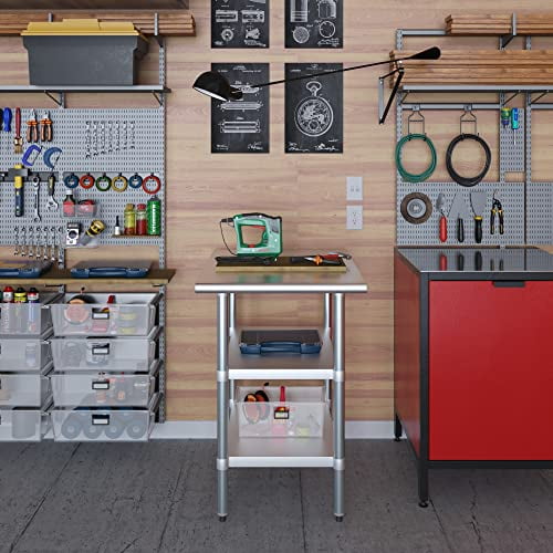 AmGood Stainless Steel Work Table with 2 Shelves | NSF | Metal Utility ...