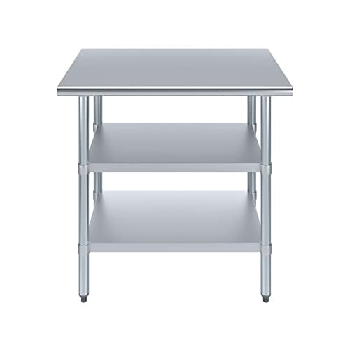 AmGood Stainless Steel Work Table with 2 Shelves | NSF | Metal Utility ...