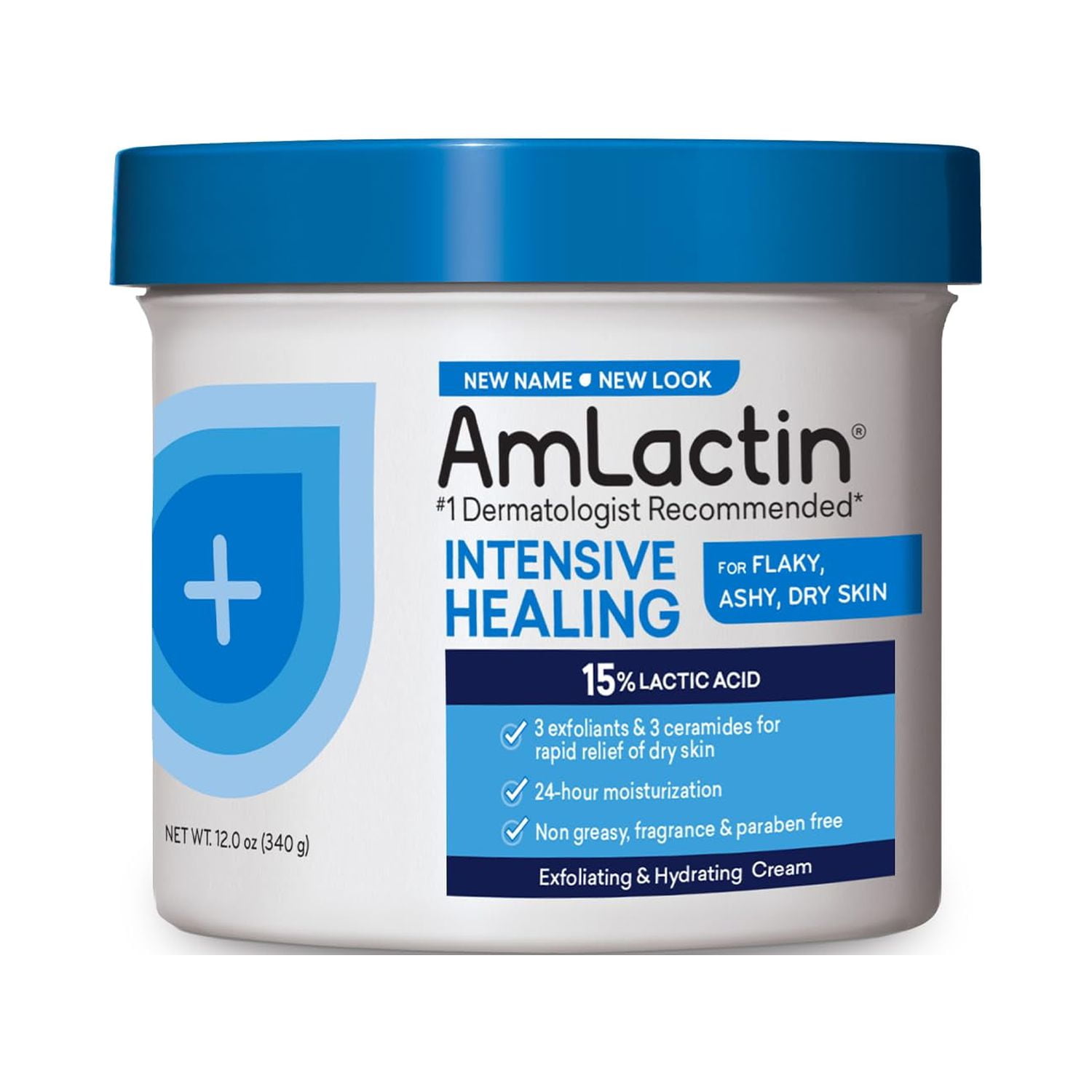 AmLactin Intensive Healing Body Cream – 12 oz Tub – 2-in-1 Exfoliator ...