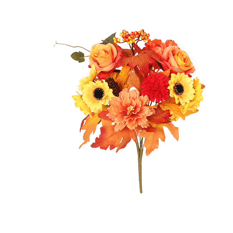 AmMary 1 Pcs Artificial Maple Leaf Sunflower Rose Pumpkin And Fall ...