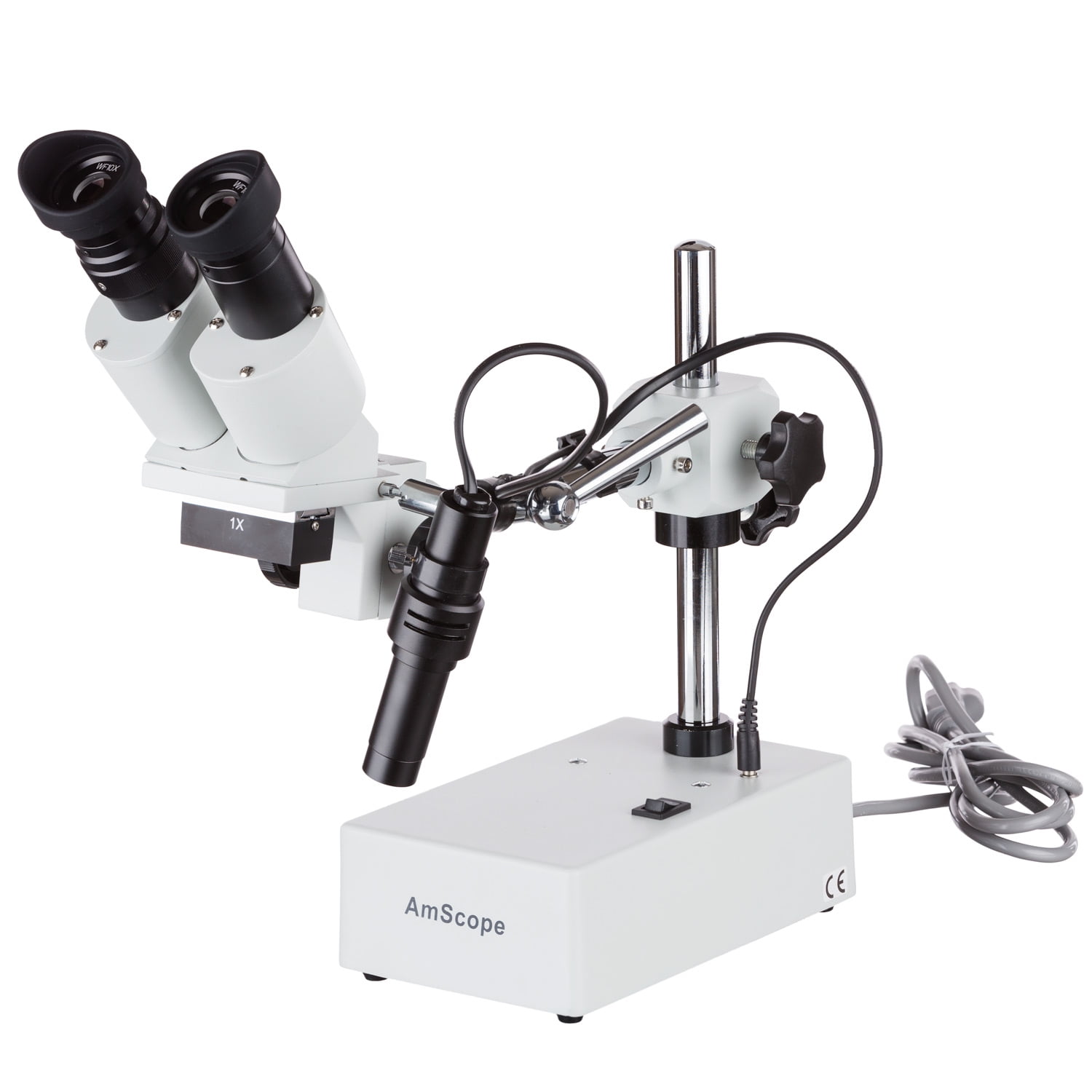 AmScope 10X Widefield Stereo Microscope with Boom Arm Stand and ...