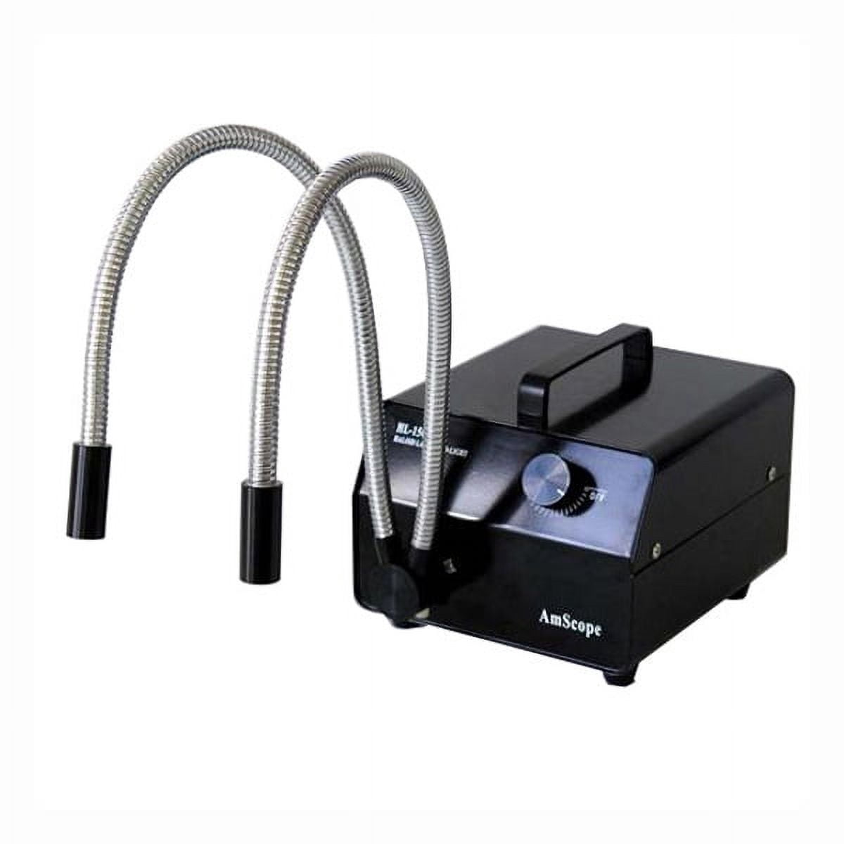AmScope 150W Dual Goose-Neck Fiber-Optic Illuminator (Black) New ...