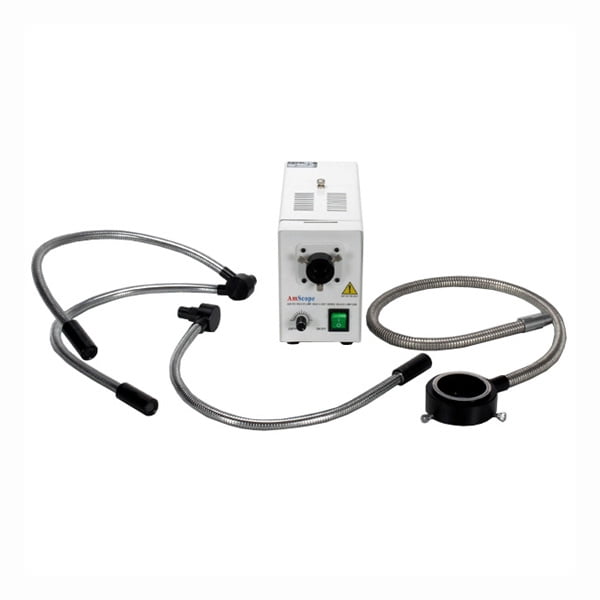 AmScope 150W Fiber Optic Microscope Illuminator w/ Ring Dual and Single ...