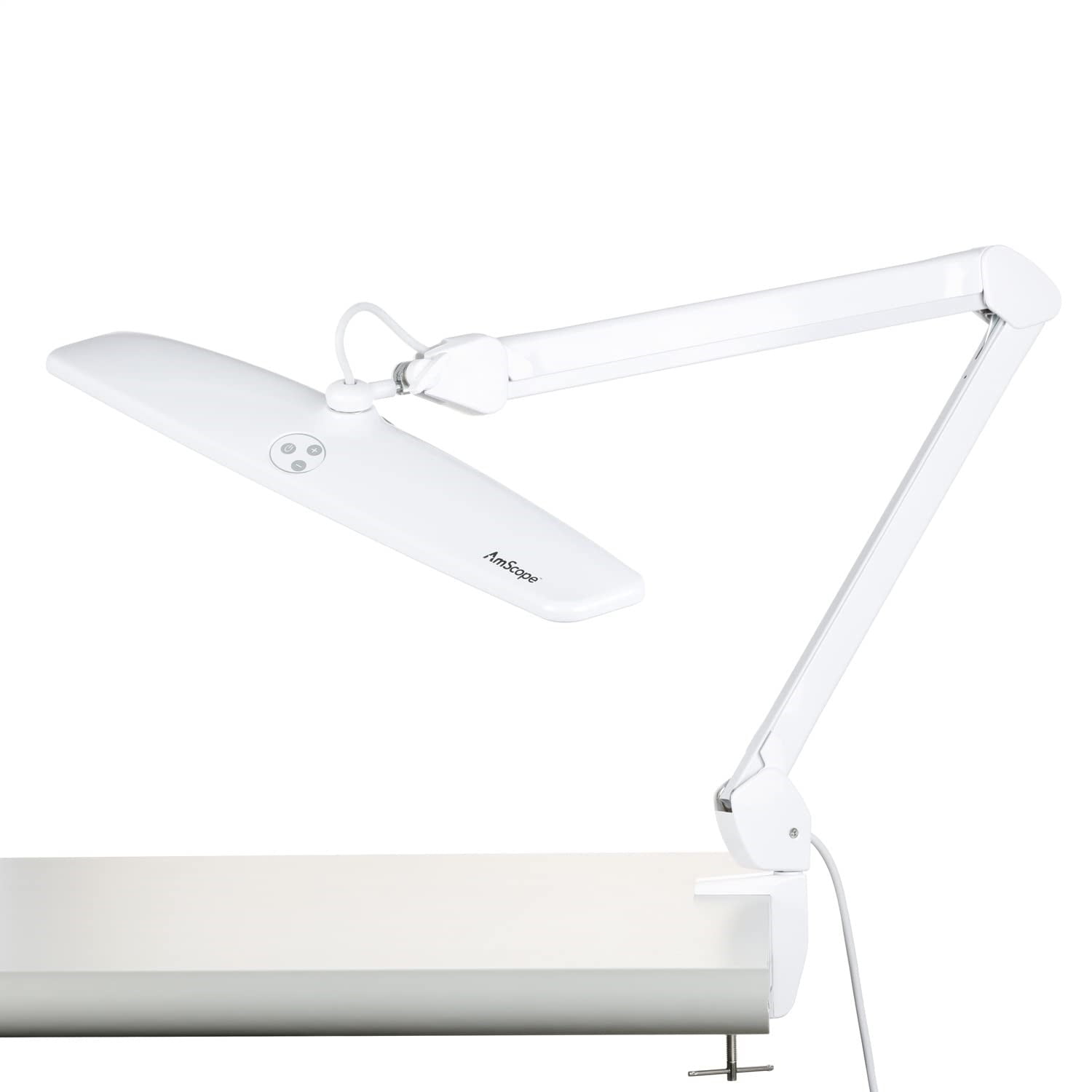 AmScope - 21W 84 LED Task Lamp on Articulating Arm with Table Clamp ...